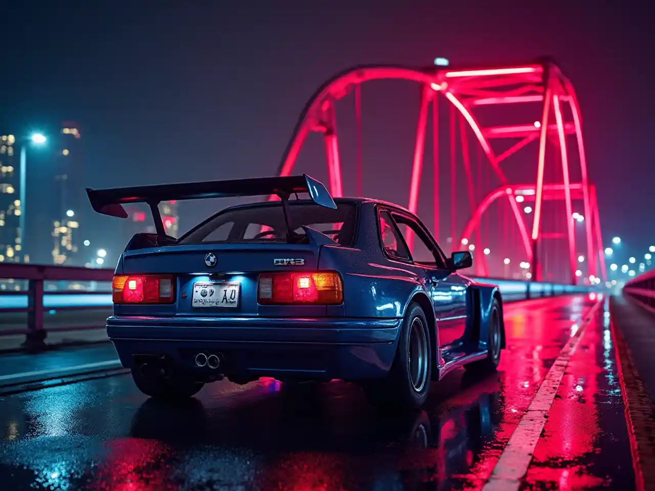 The Stunning BMW M3 GTR Under Neon Lights