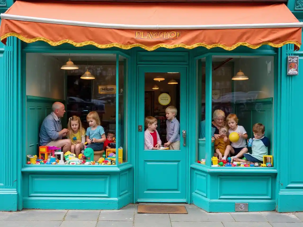 Playground Games and Colorful Shop Front Display