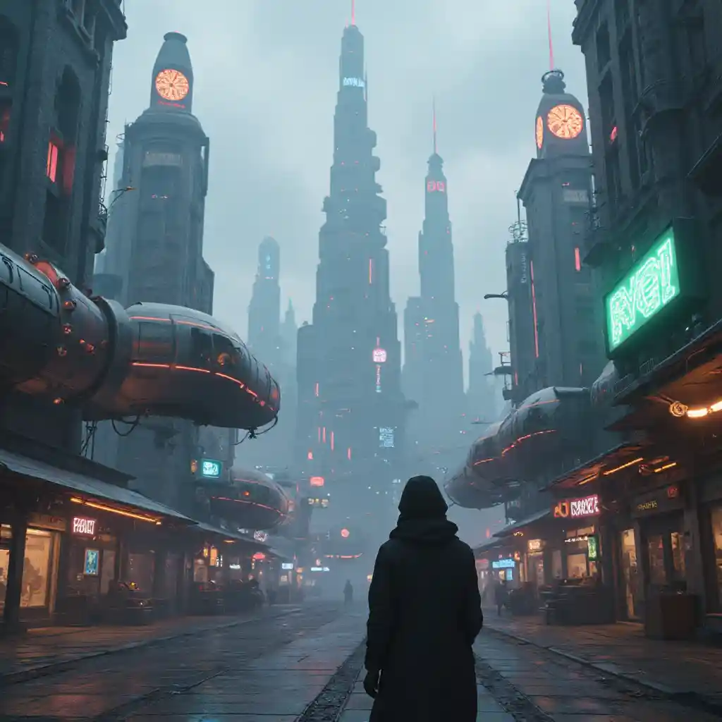 Exploring a Futuristic City in the Year 3024 on a Foreign Planet
