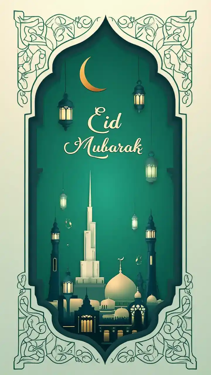 Elegant Eid Greeting Card Design Inspired by UAE Culture and Engineering