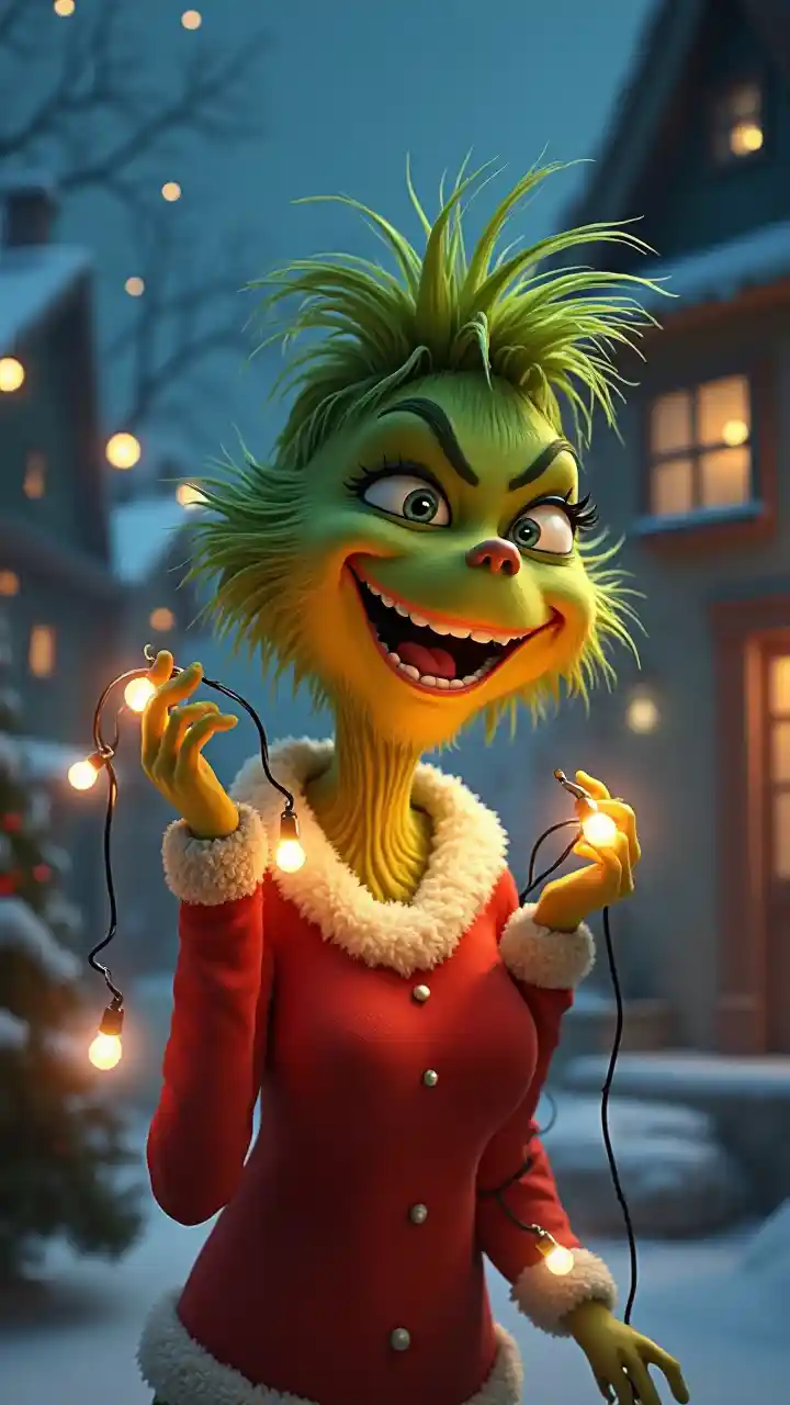 Cheerful 3D Animation in Grinch Style for Christmas