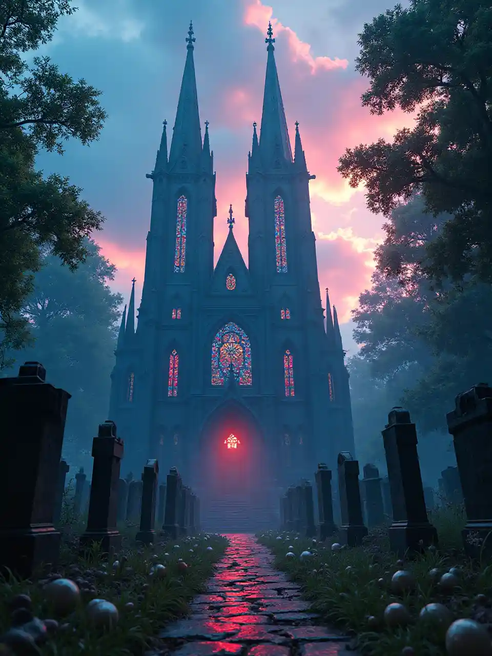 A Futuristic Vision of Cyberpunk Cathedrals and Blade Runner Aesthetics