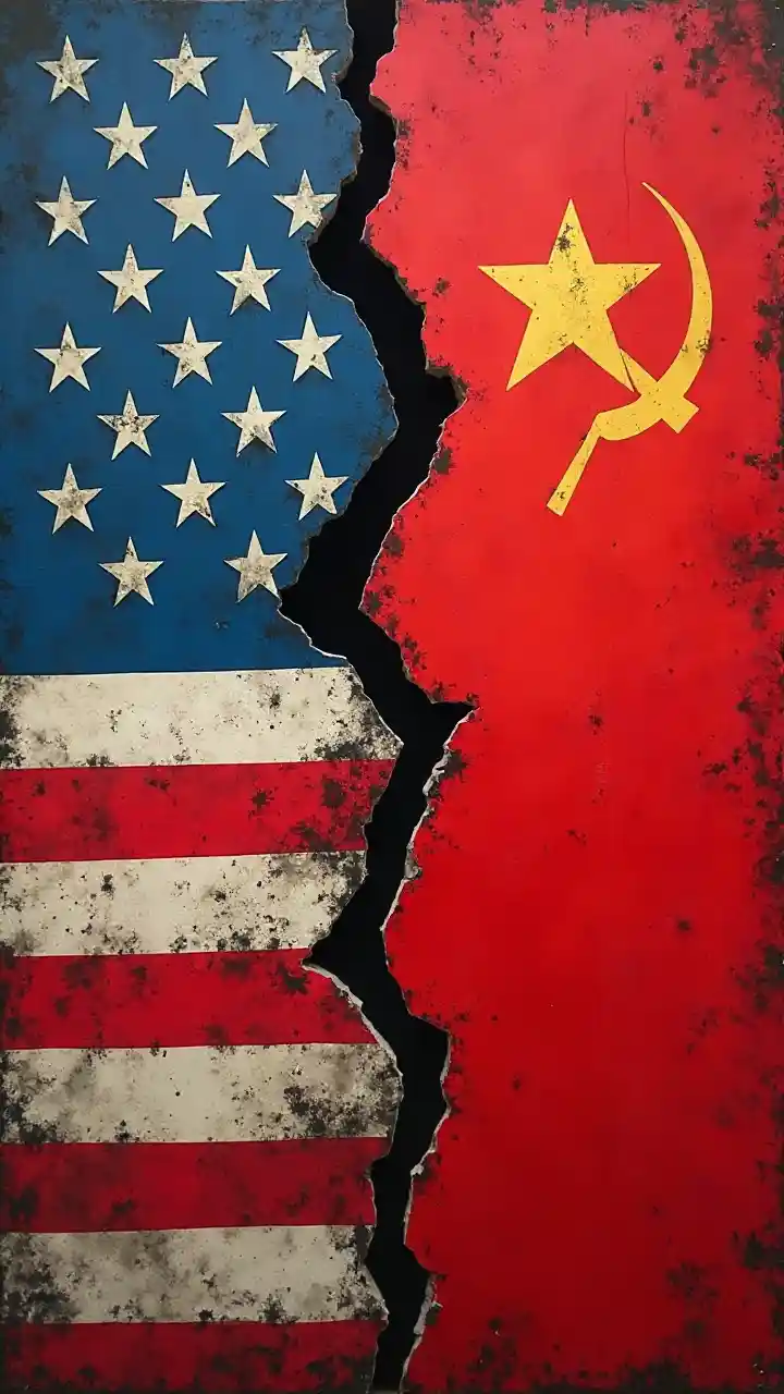 The Split Between the United States and Soviet Union Flags