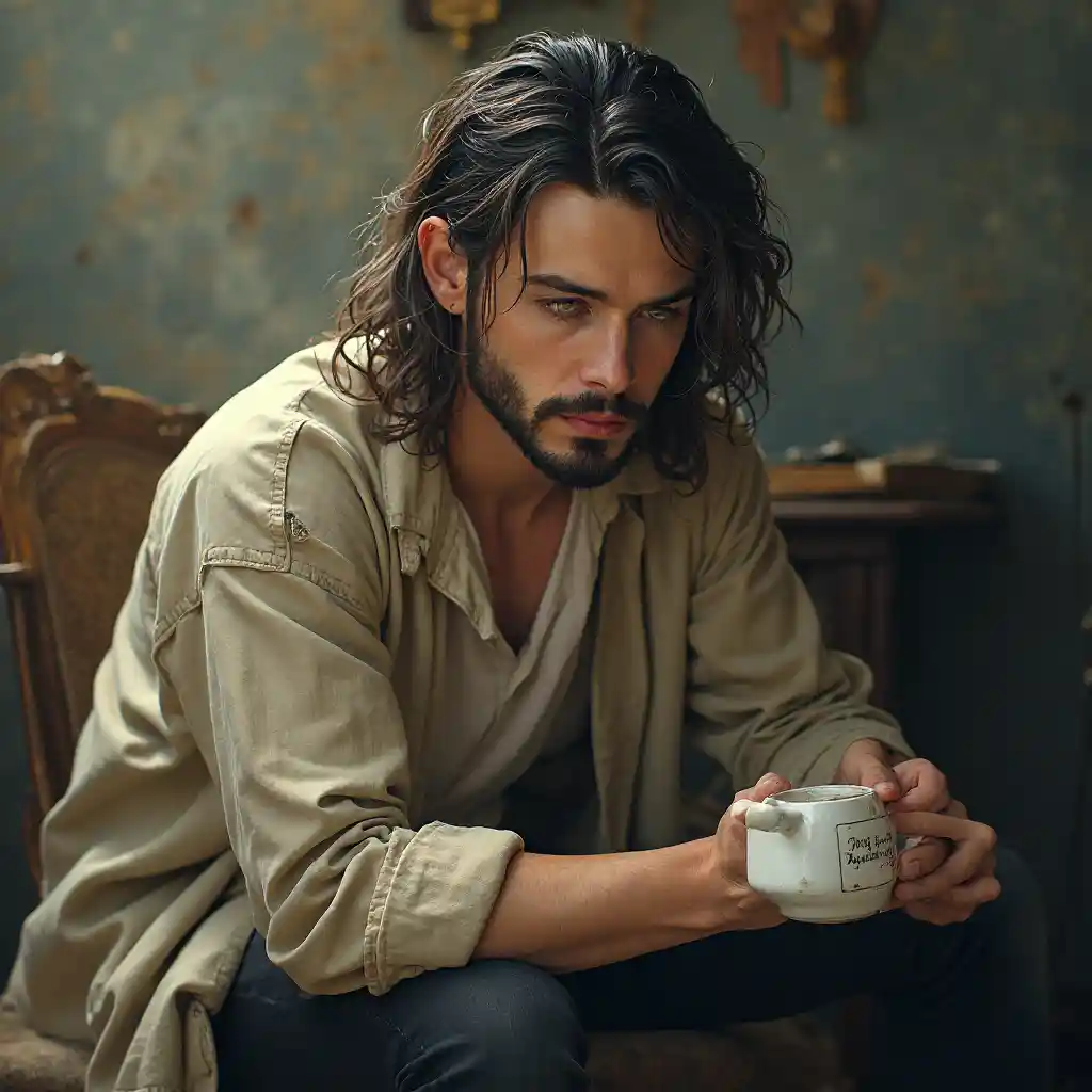 A Stylish Writing Scene with Symbolic Justice Elements