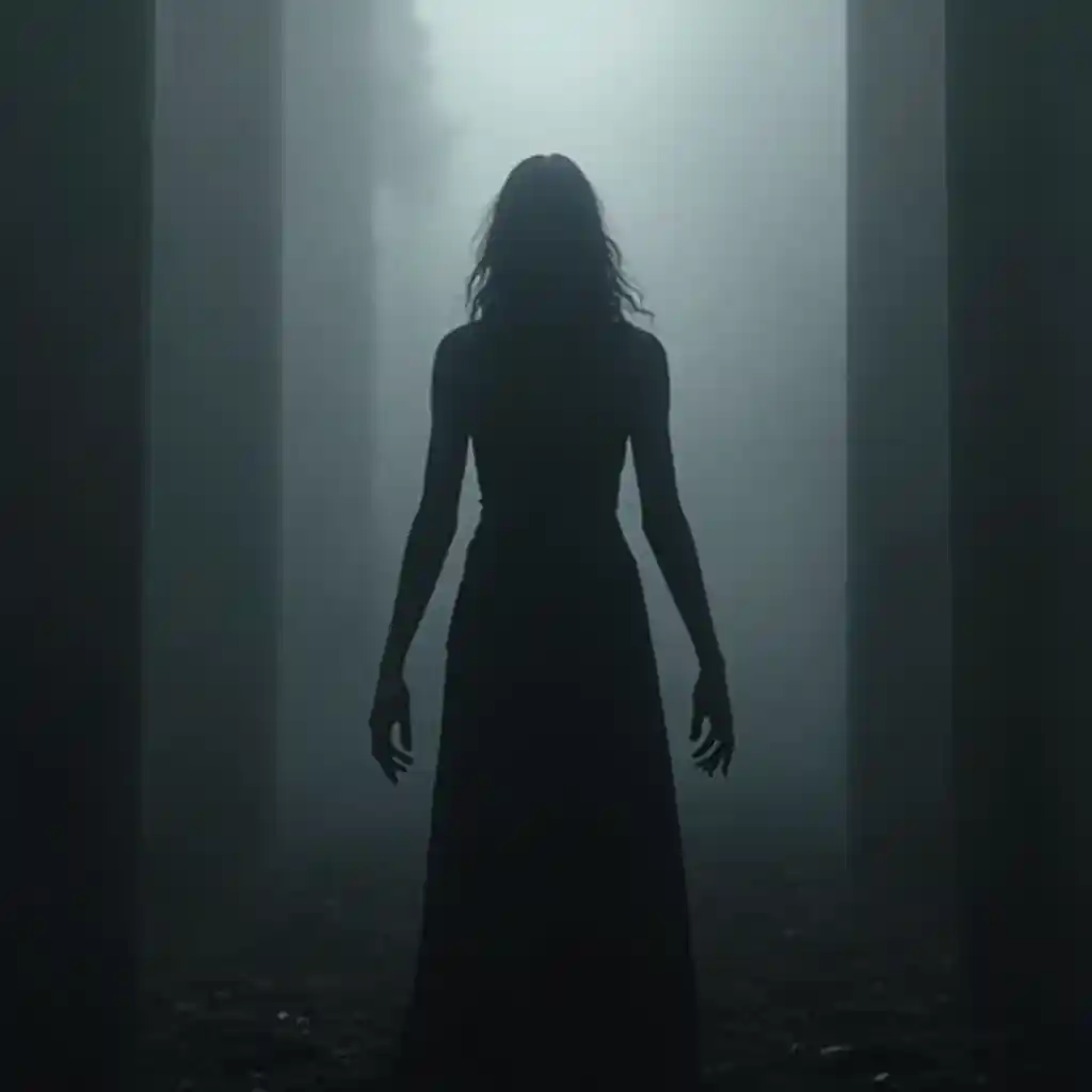 Mysterious Shadow Figure Emerging from Darkness