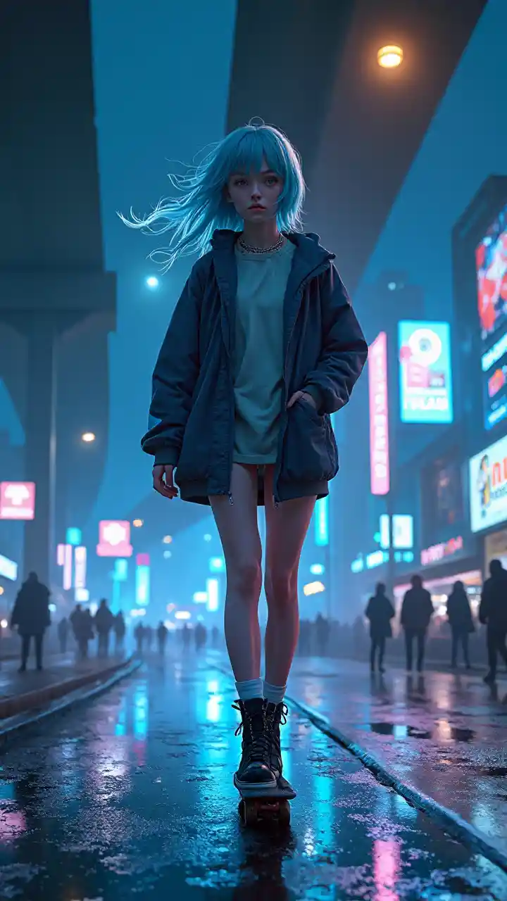 A Vibrant Scene of Young Emo Kids Skateboarding Together Under the Bridge