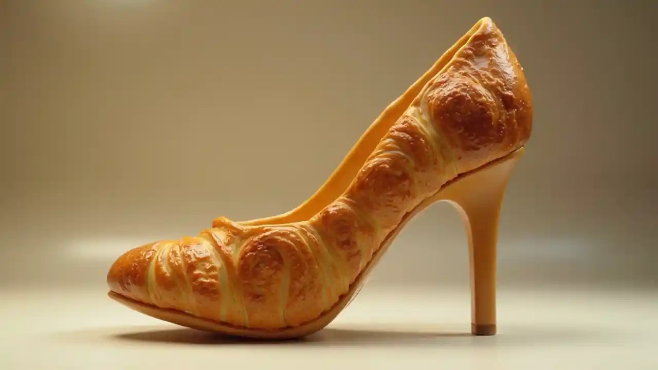 A Unique Croissant-Inspired High-Heeled Shoe Design Concept