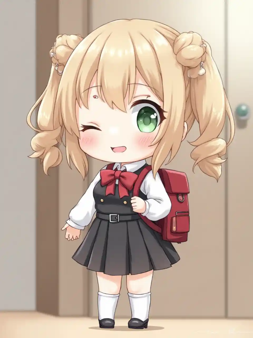 Aesthetic Chibi Portrait of Shigure Ui in a School Uniform