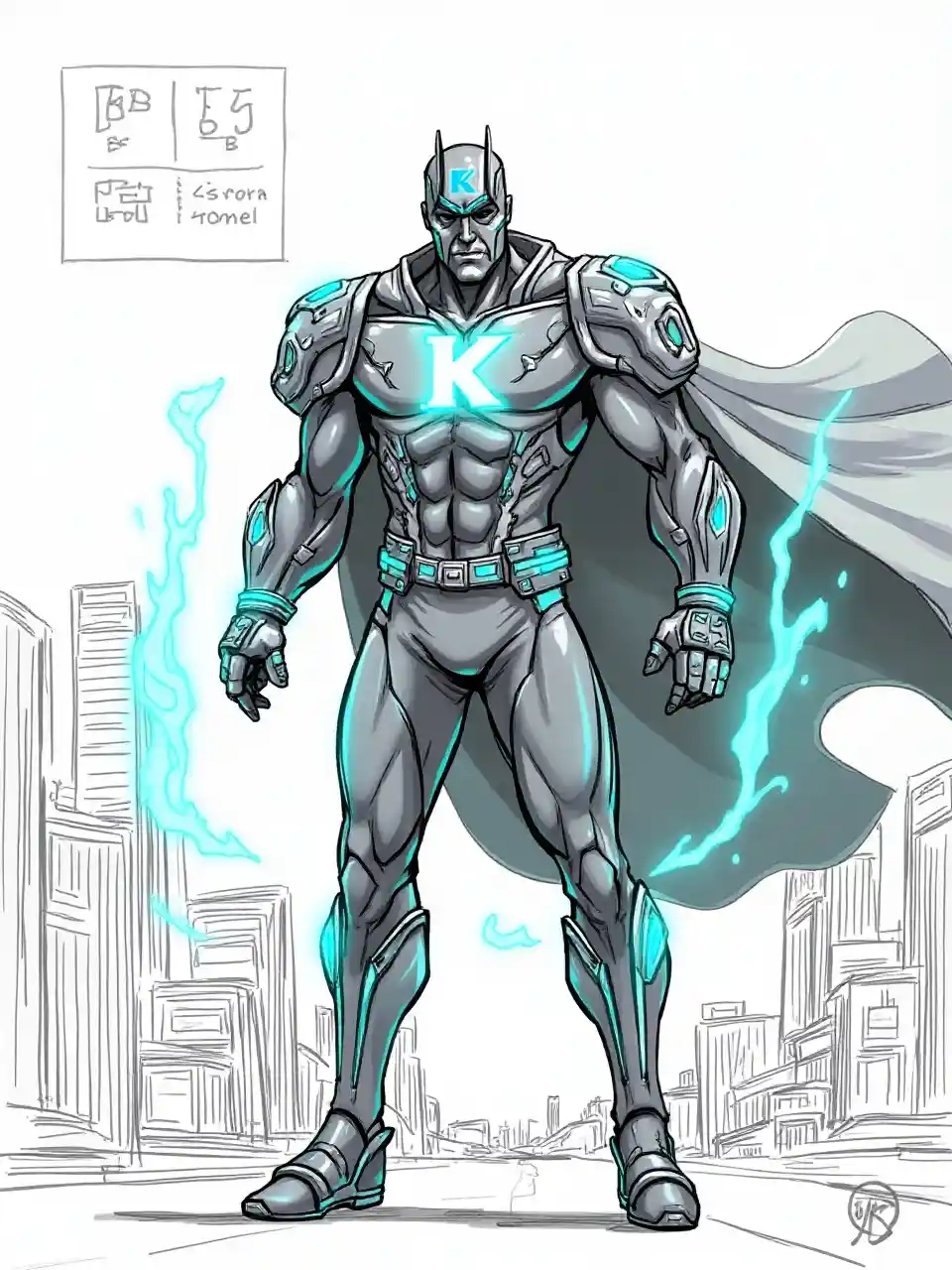 Dynamic Superhero Concept: The Potassium Guardian in High-Tech Suit