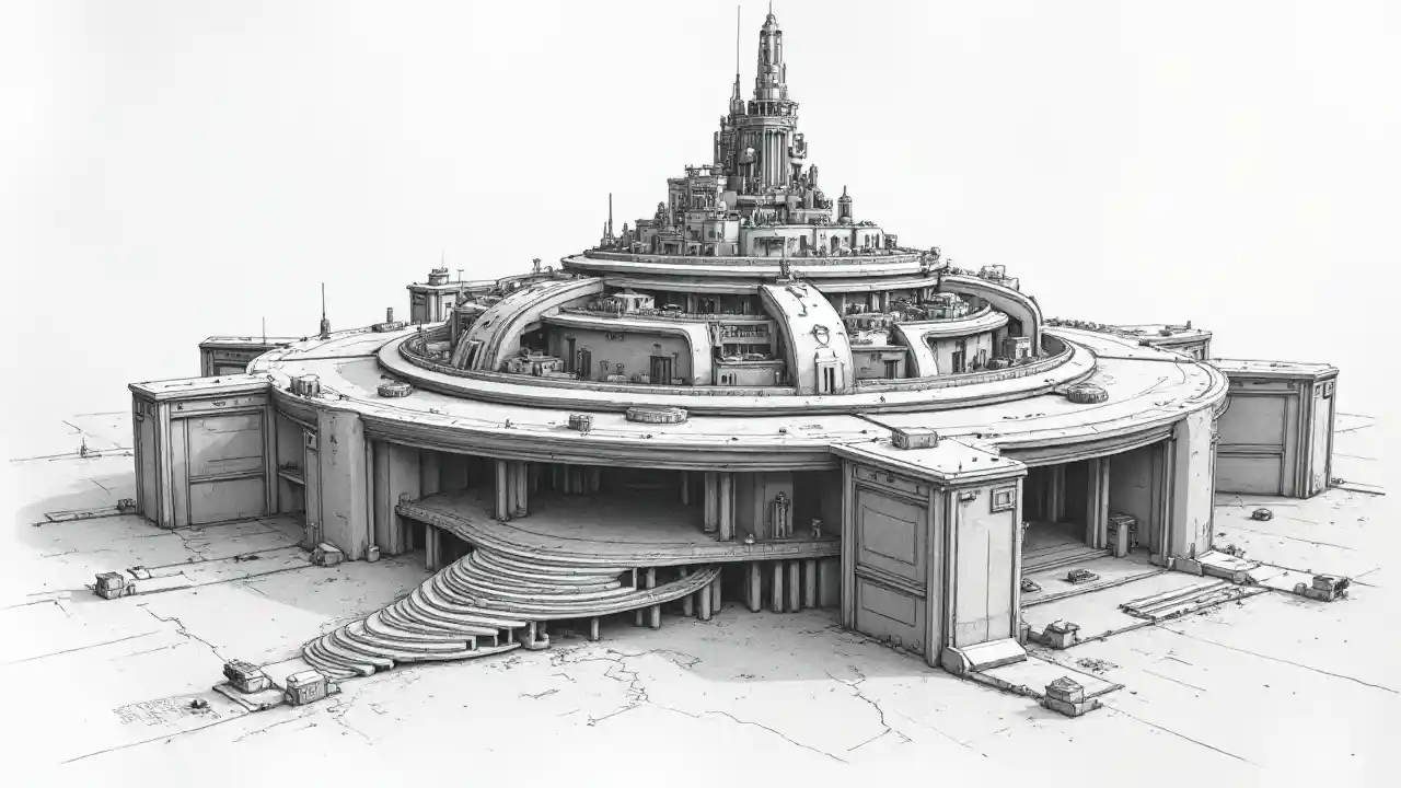 Blueprint of a Massive Futuristic Military Base Design