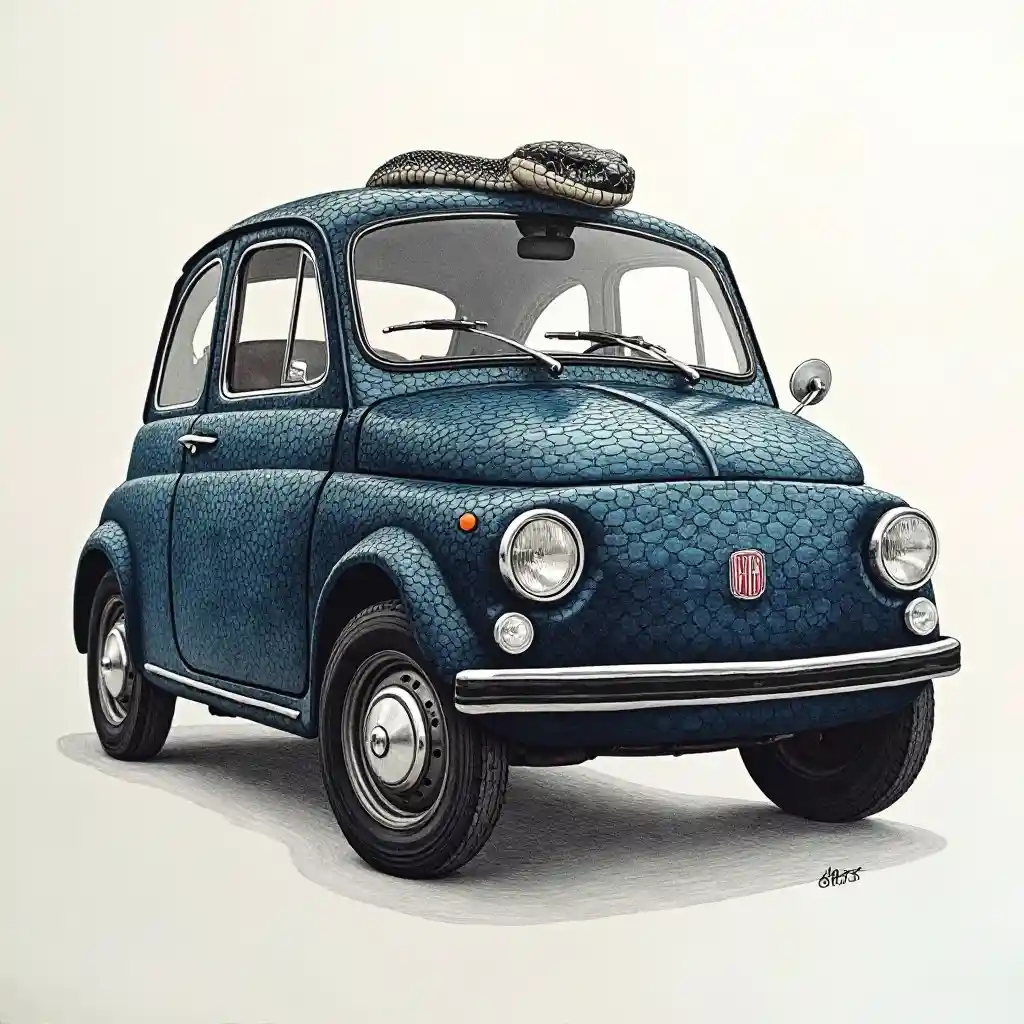 The Artistic Representation of a Snake-Scaled FIAT 500
