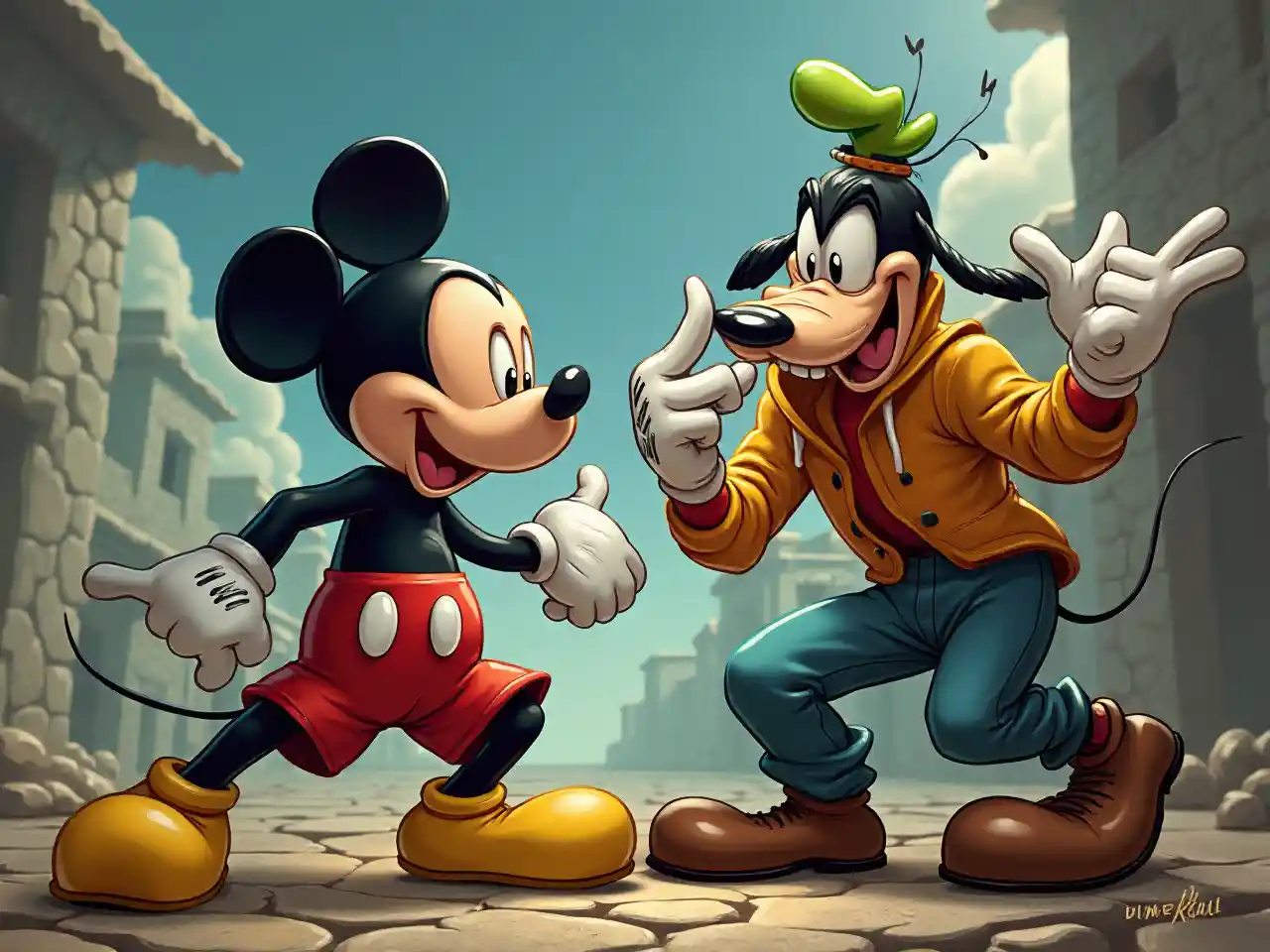 Buff Mickey Mouse Takes on Evil Goofy in Epic Battle