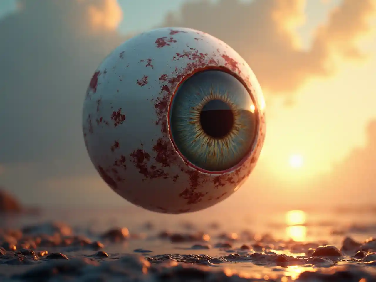 A Cinematic Masterpiece of a Floating Eyeball in 4K