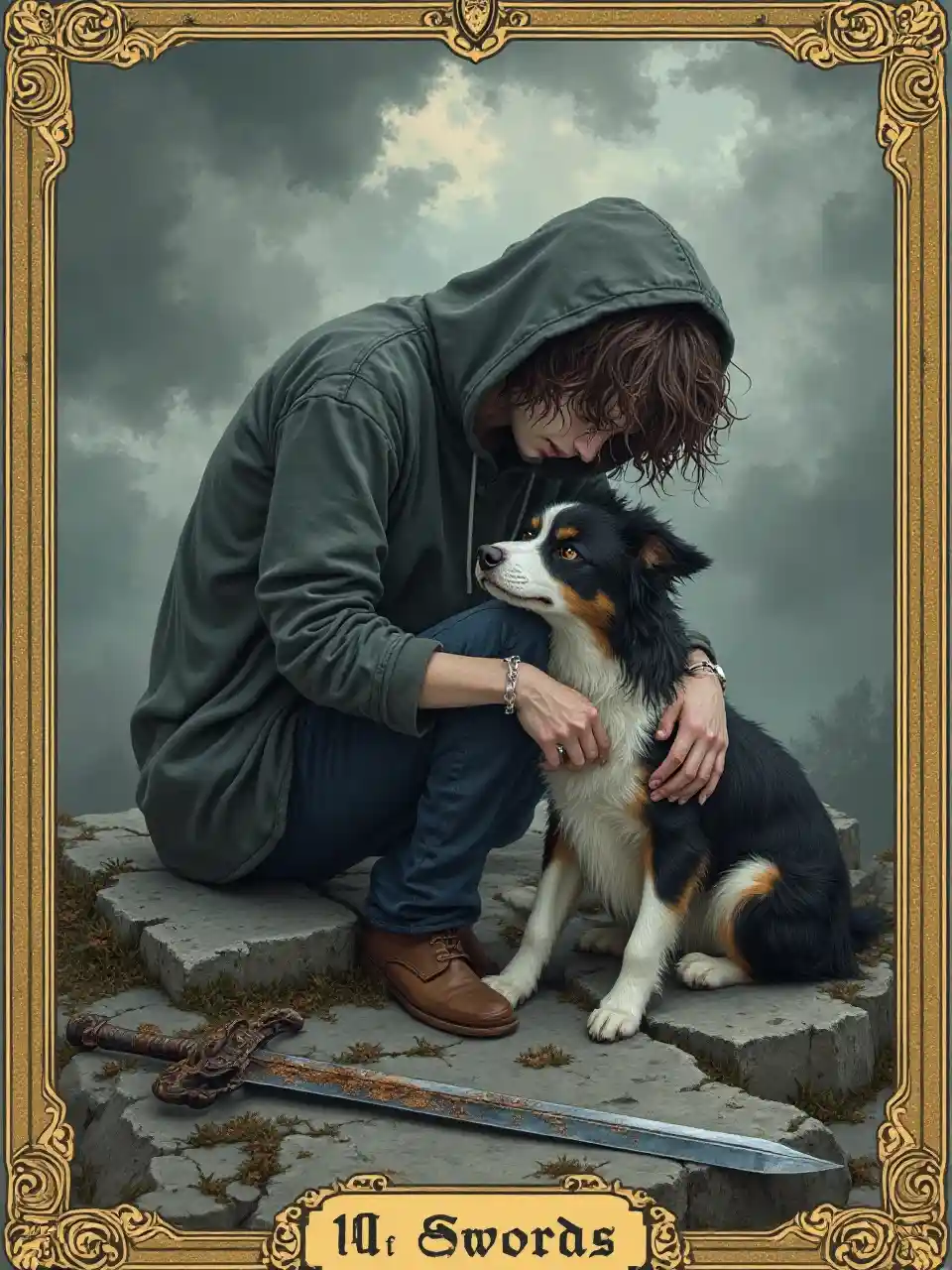 The Desolate Tarot Card Featuring 10 of Swords and Chaos