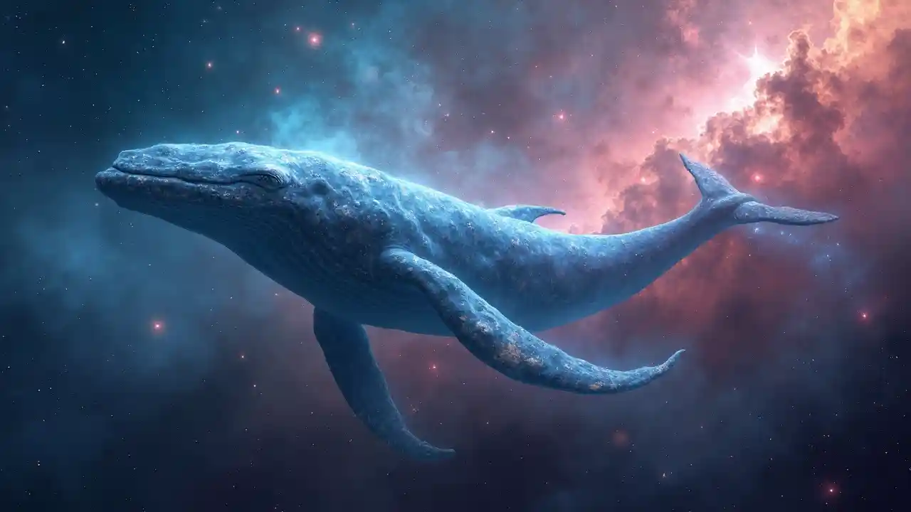 A Colossal Whale Swimming Gracefully Through a Nebula