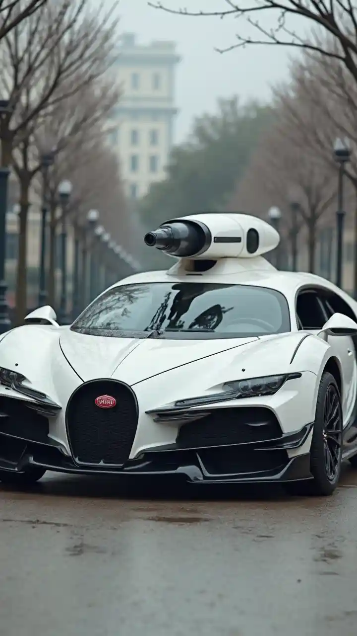 Unique White Bugatti Features Gun Turret On Top