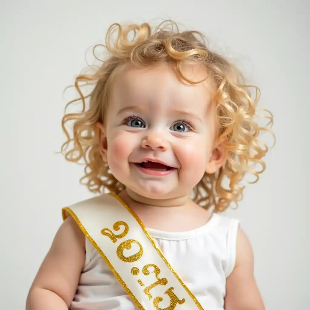 Adorable Baby with Gold Blonde Hair and Chubby Smile