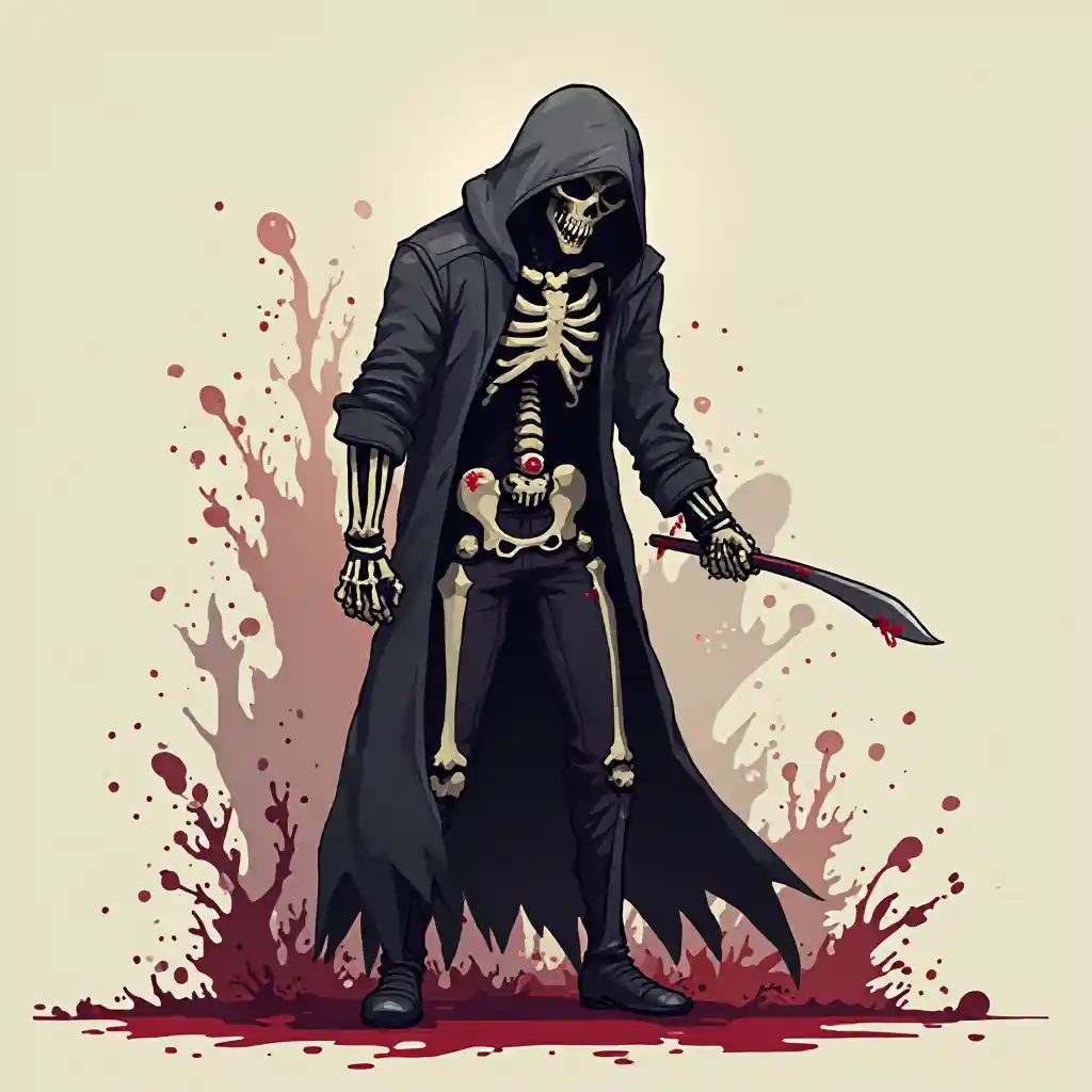 A Dark Assassin Skeleton Character in 8 Bit Style