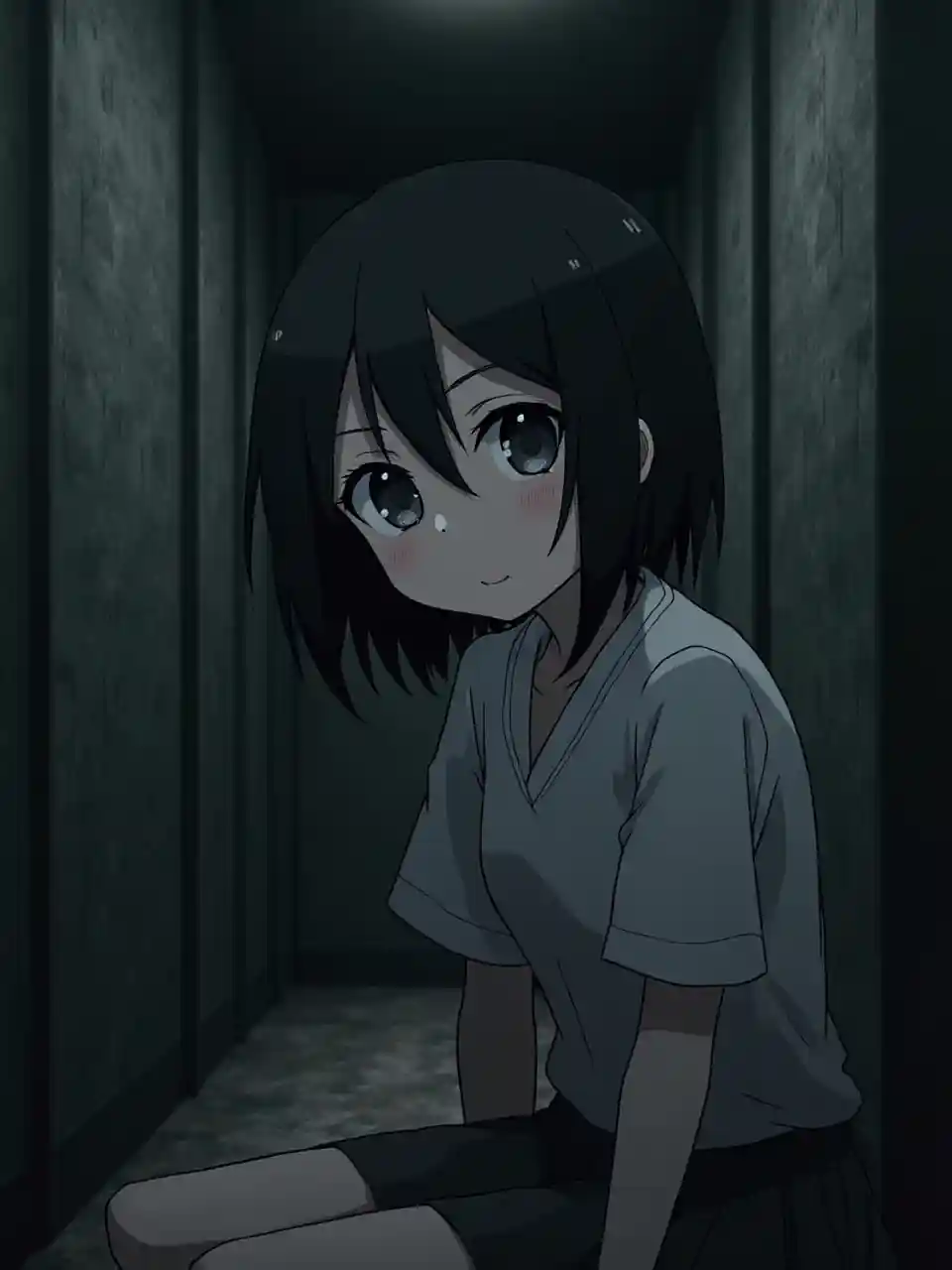 A Desolate Anime Girl Trapped in Darkness and Sorrow