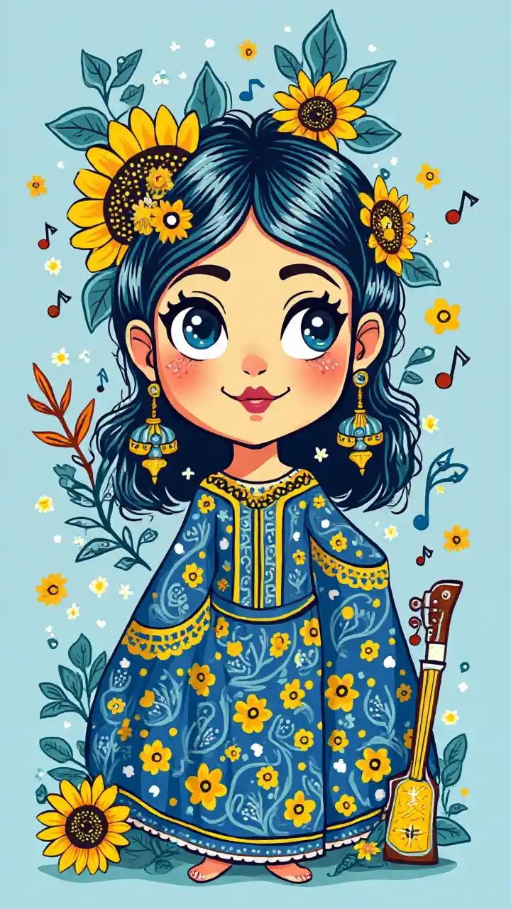 Designing a Colorful Ukrainian Music-Themed Avatar in Modern Style