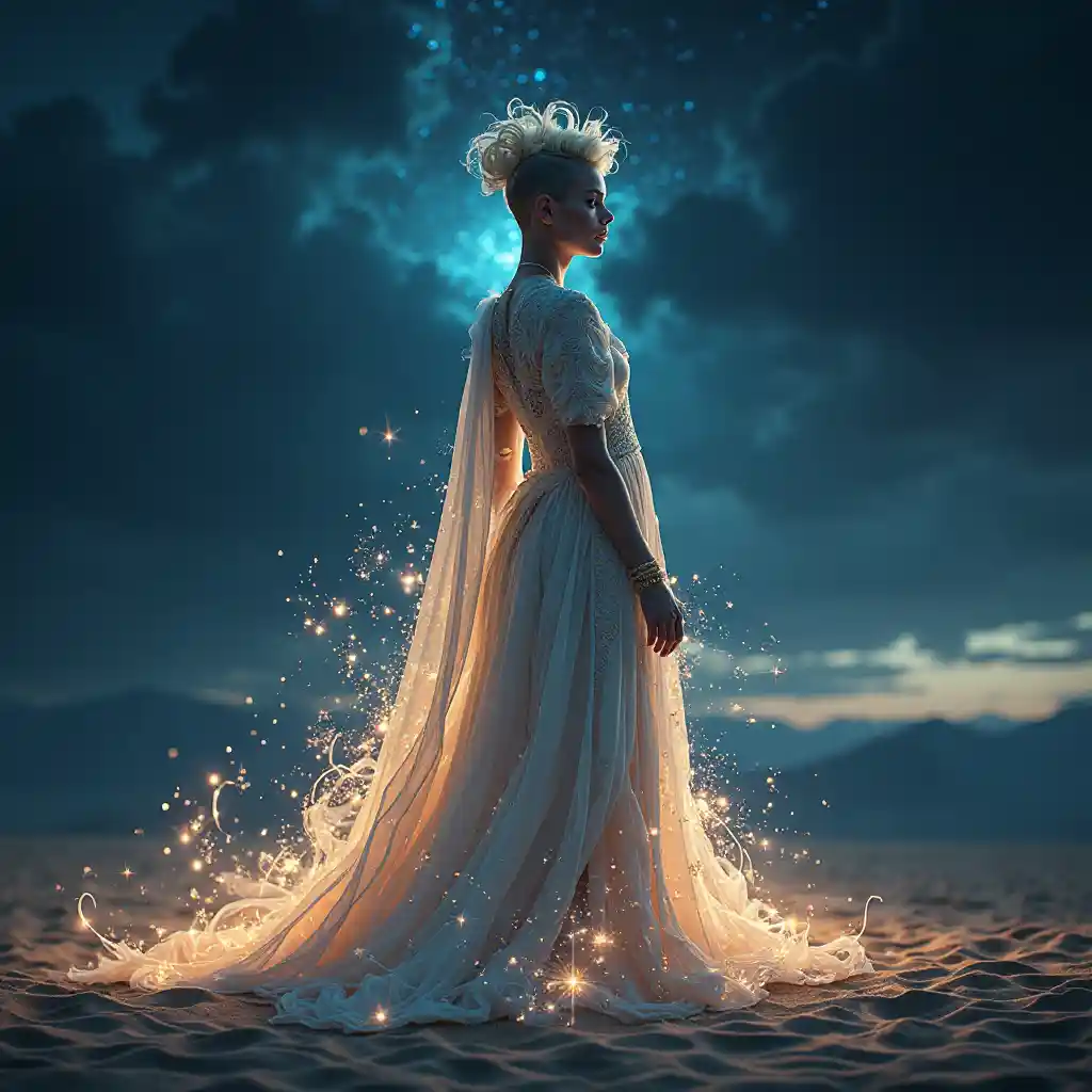 A Galactic Shaman's Ethereal Power Under Dark Skies