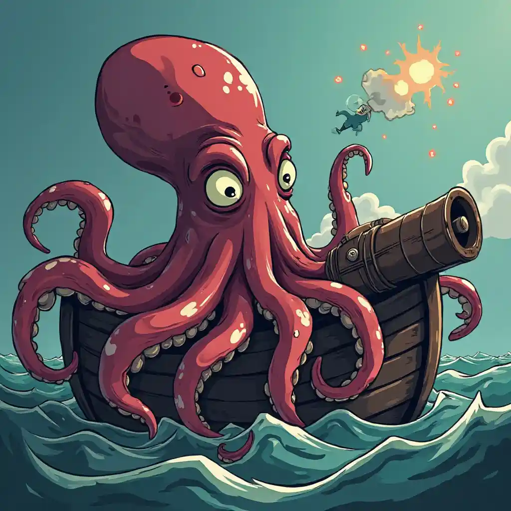 A Giant Octopus Challenges the Brave Pirate Crew