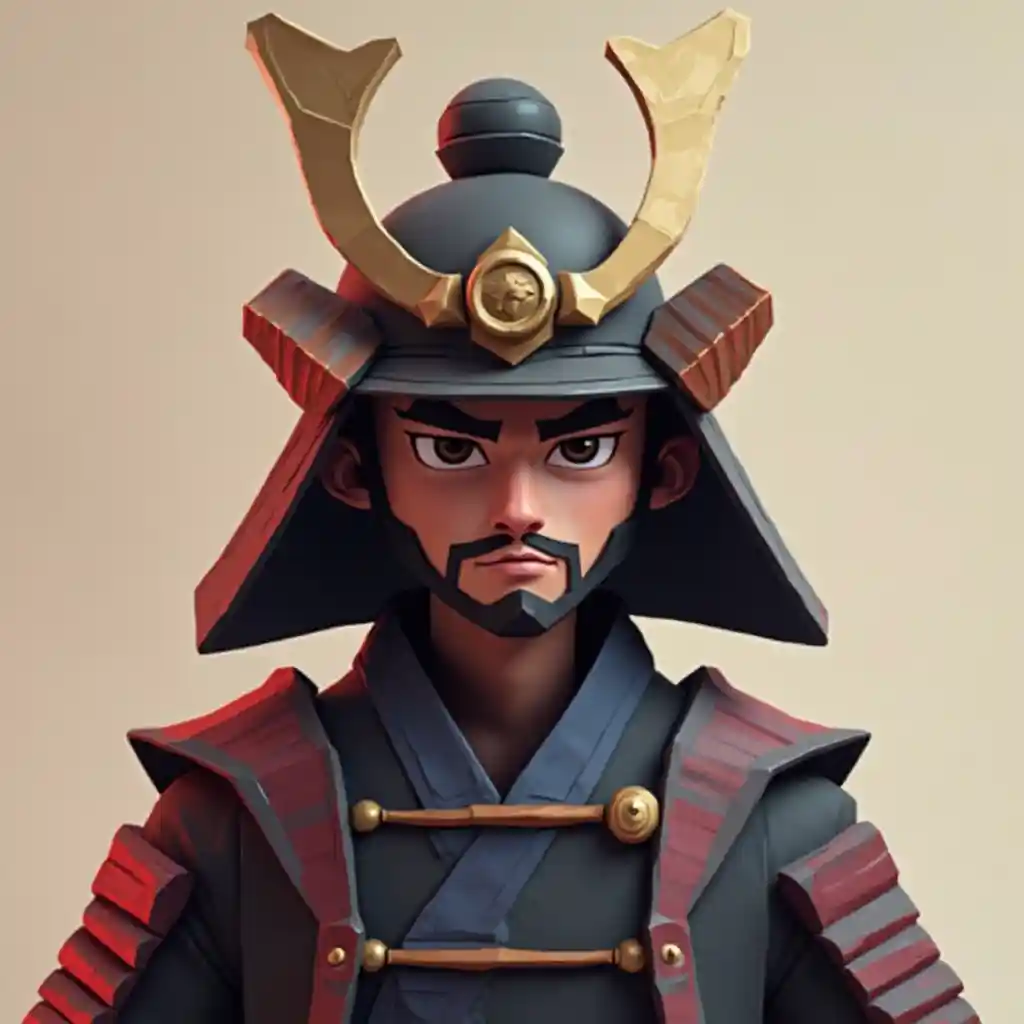 Creating a Low Poly Samurai Character with Unique Facial Geometry