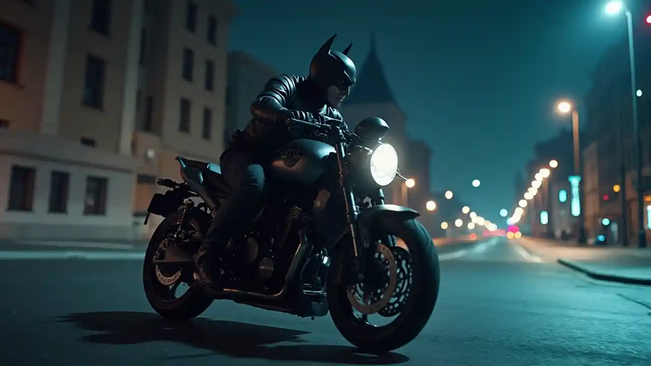 Cinematic Adventures of Batman Riding a Pulsar 150