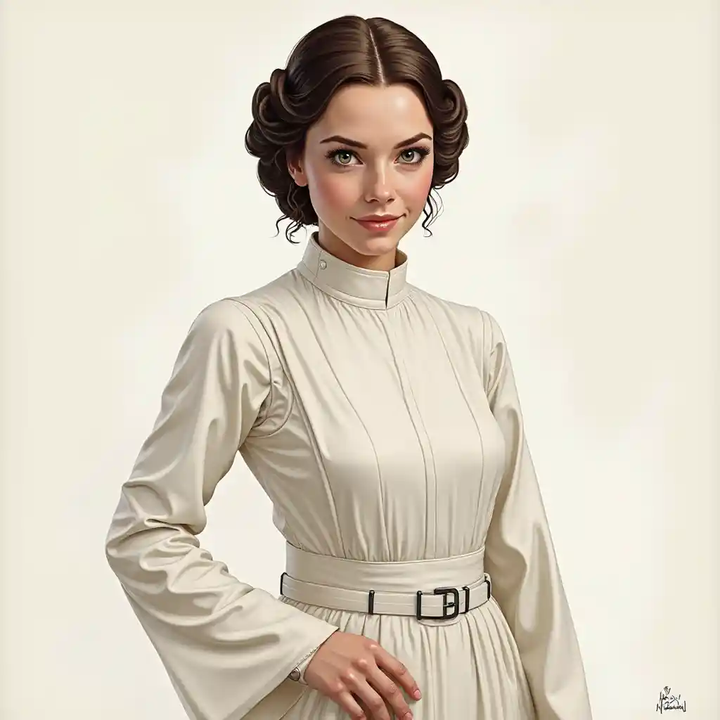 Princess Leia in Her Iconic White Outfit Poster Pose