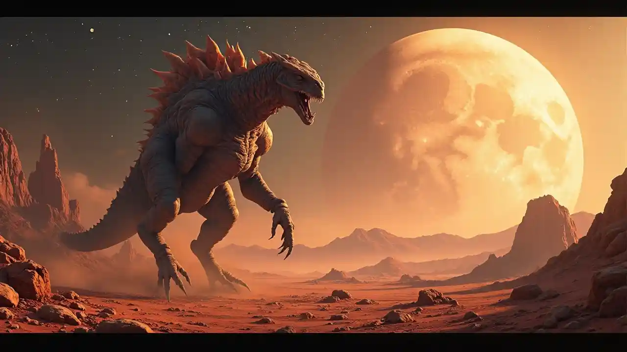 A Photorealistic Masterpiece of a Monster on Mars