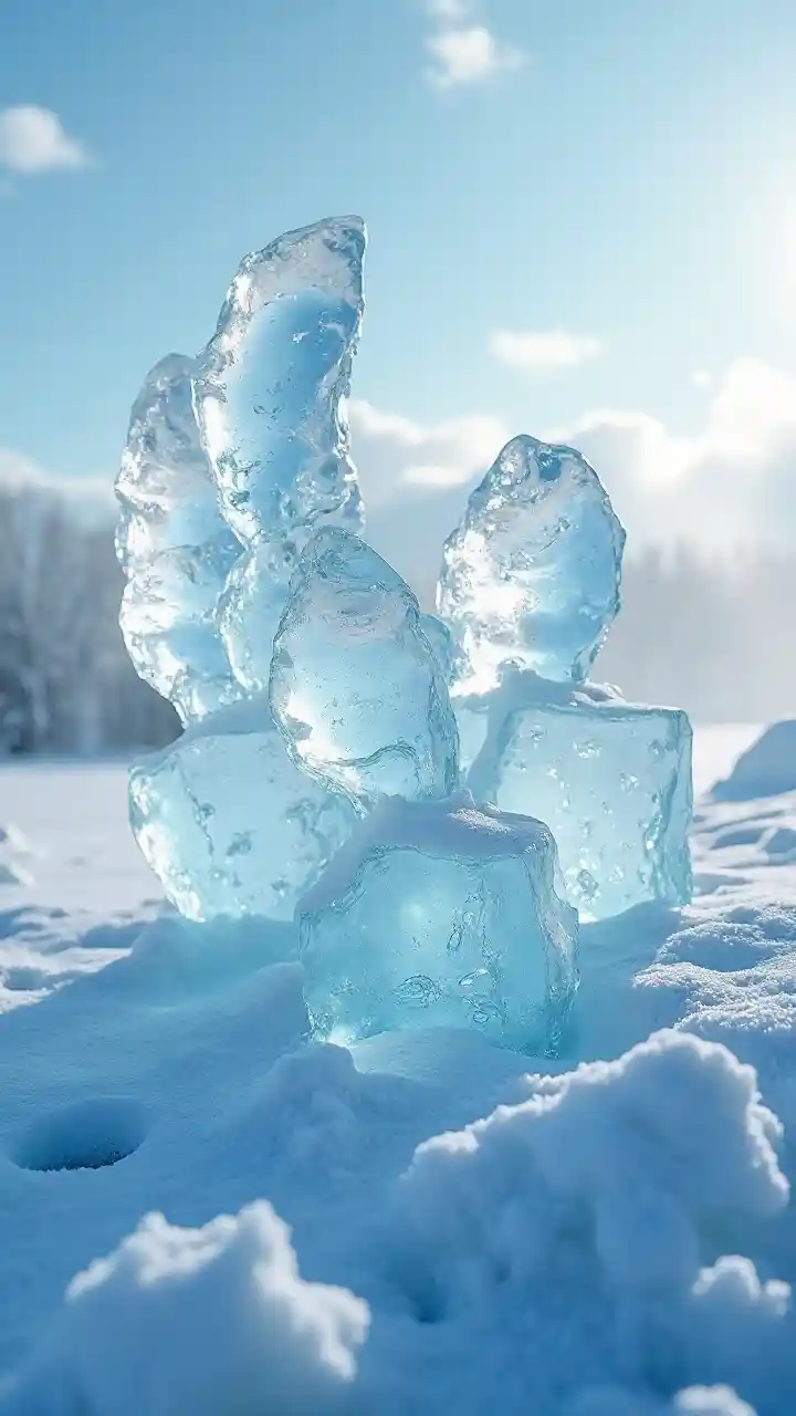 Surreal and Crystal Clear Ice Sculptures in Winter