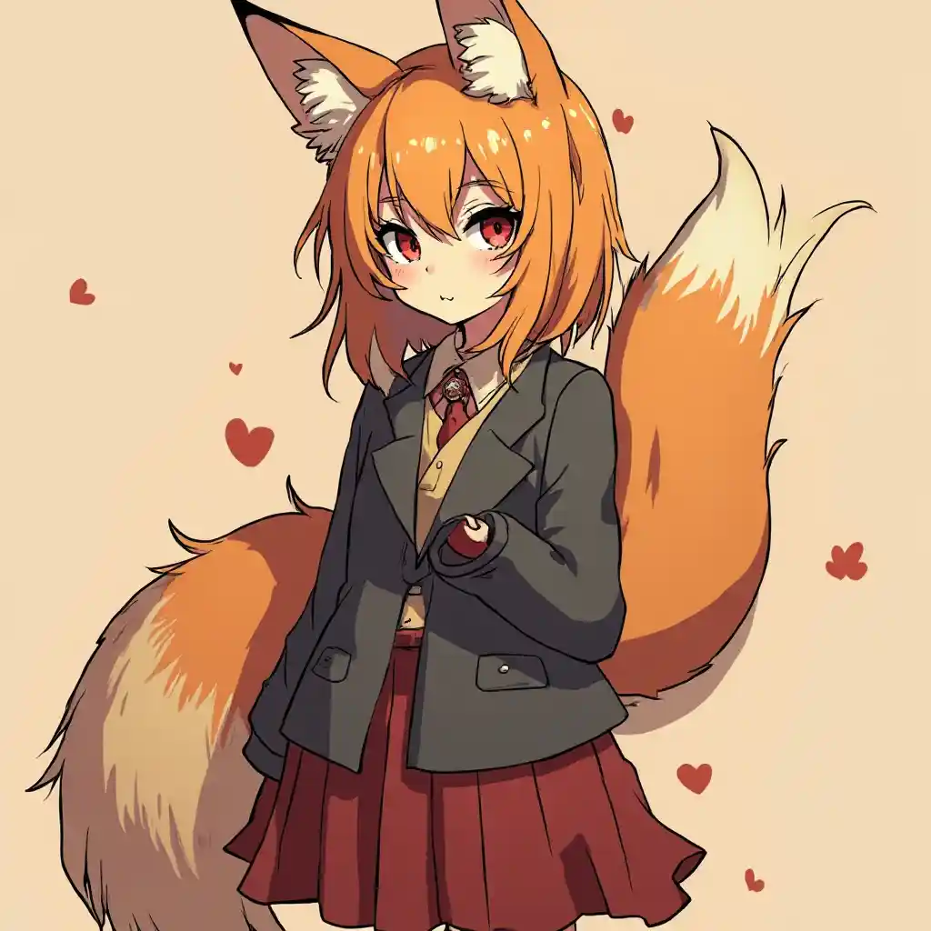 Surreal Full Body Portrait of Shoujo Anime Fox Girl