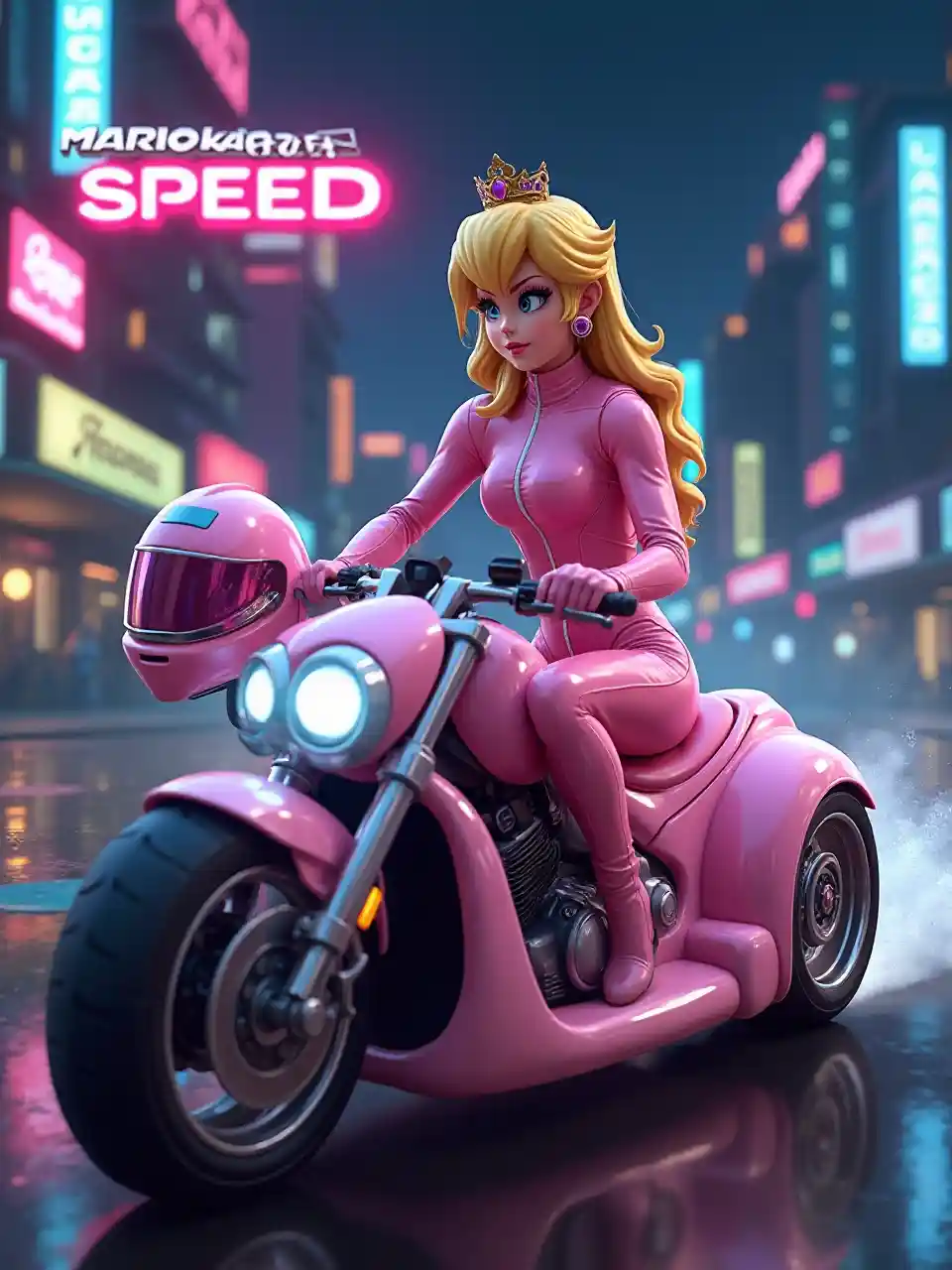 Princess Peach's High-Octane Nighttime Racing Adventure