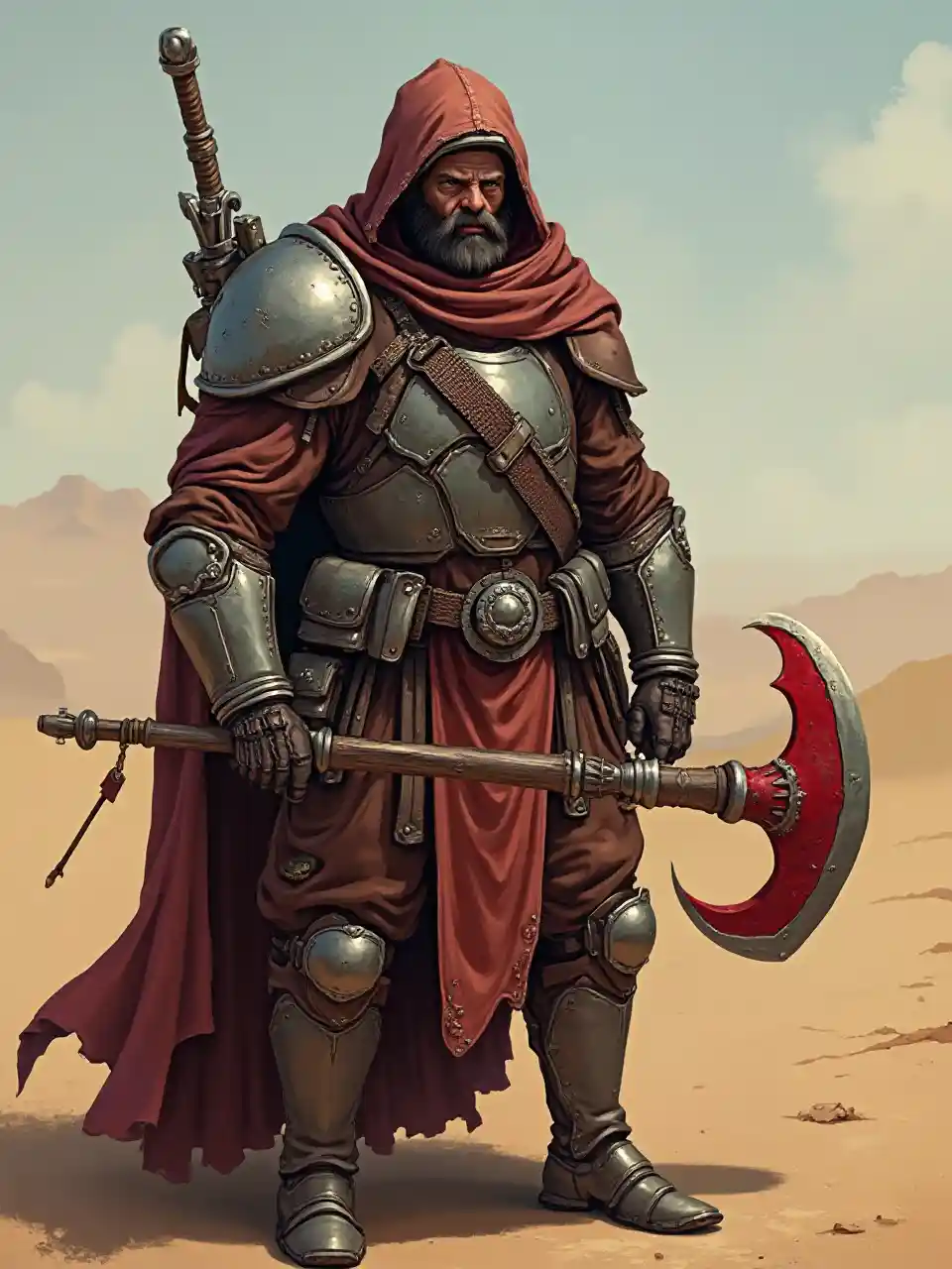 The Fierce Armored Bandit Wielding a Desert Axe