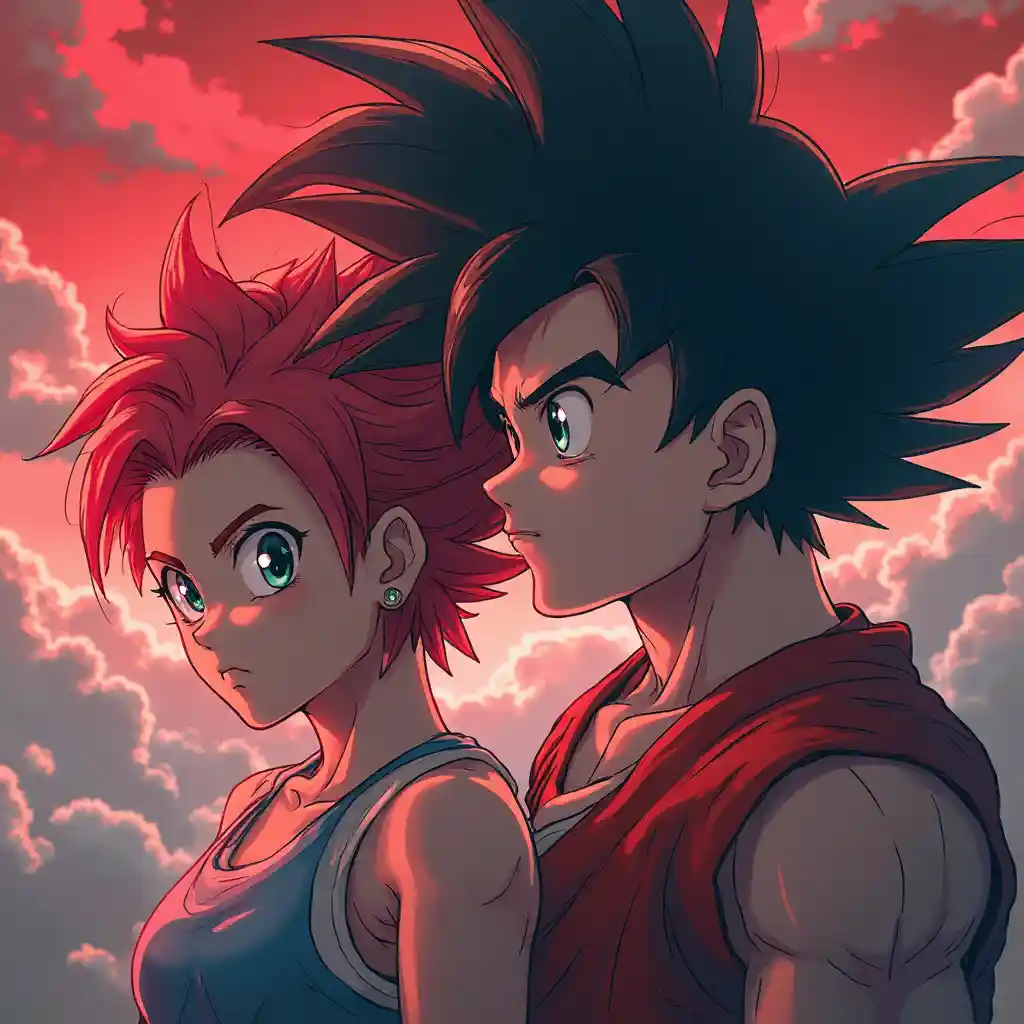 Captivating Dragon Ball-Inspired Anime Artwork in Solarized Style