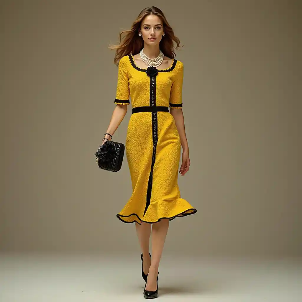 A Stunning Photo of a Vintage Style Model in Couture Dress