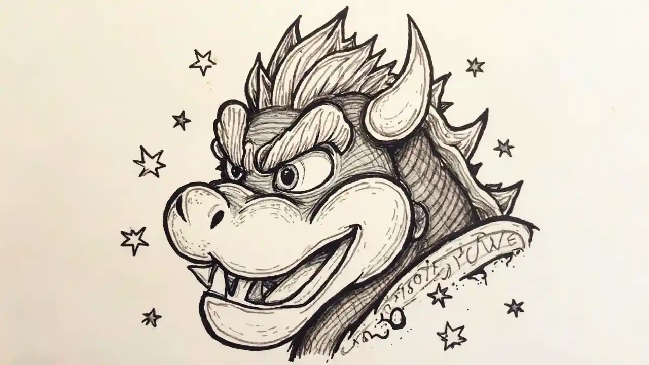 Creating a Bowser Tattoo Outline with Fun Elements