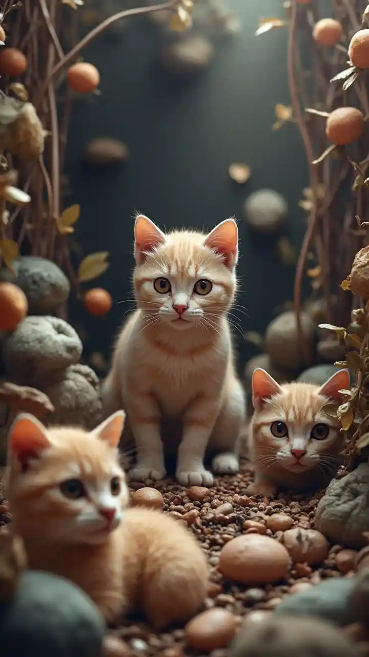 Creating a Hidden Object Scene Featuring Six Camouflaged Cats