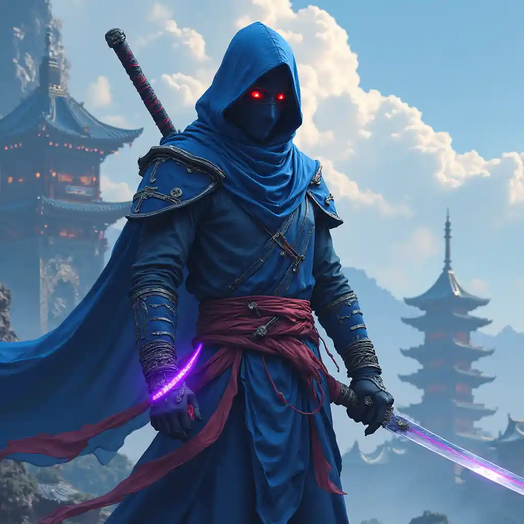 A Ninja's Colorful Weapons on a Tall House