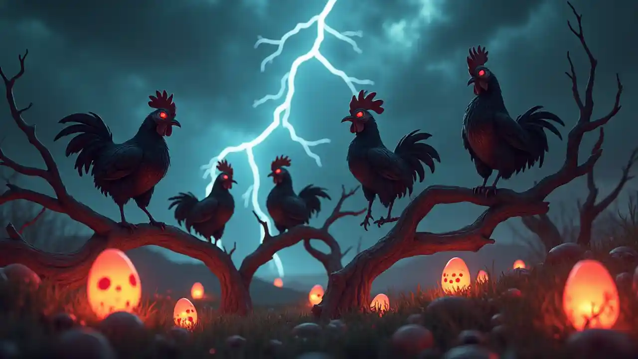The Sinister Black Chickens and Their Glowing Eggs