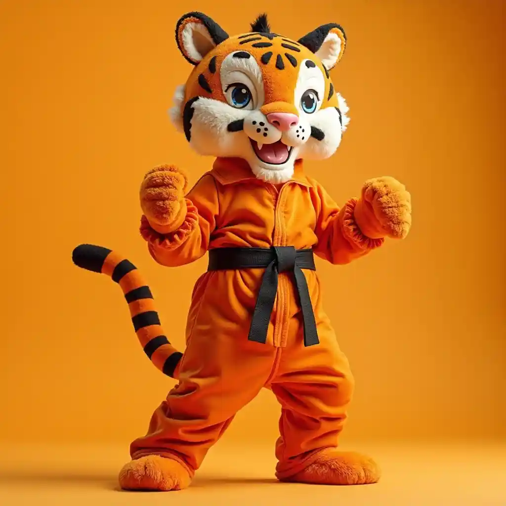 Vibrant Orange Tiger Mascot Costume for Sports Events