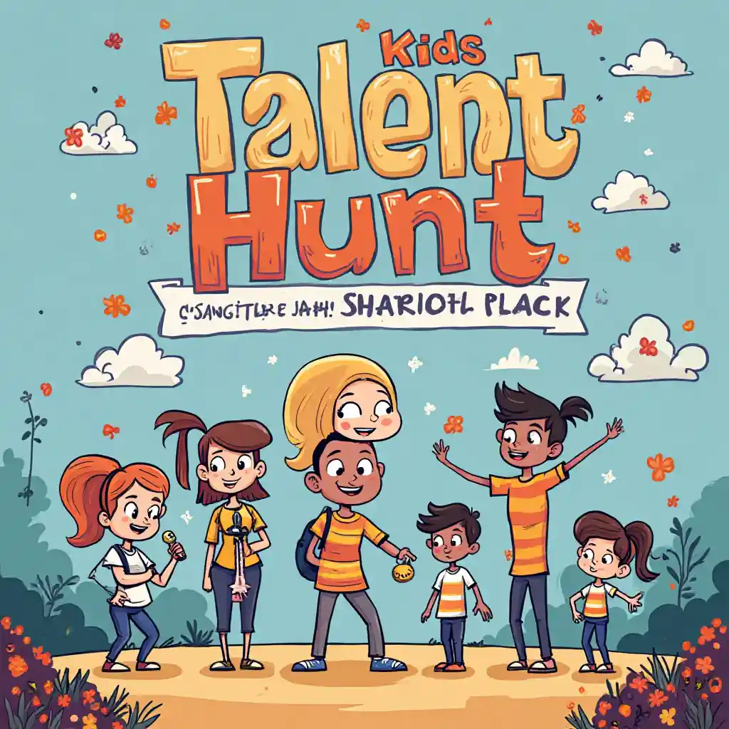 Exciting Illustrated Poster for Kids Talent Hunt Event