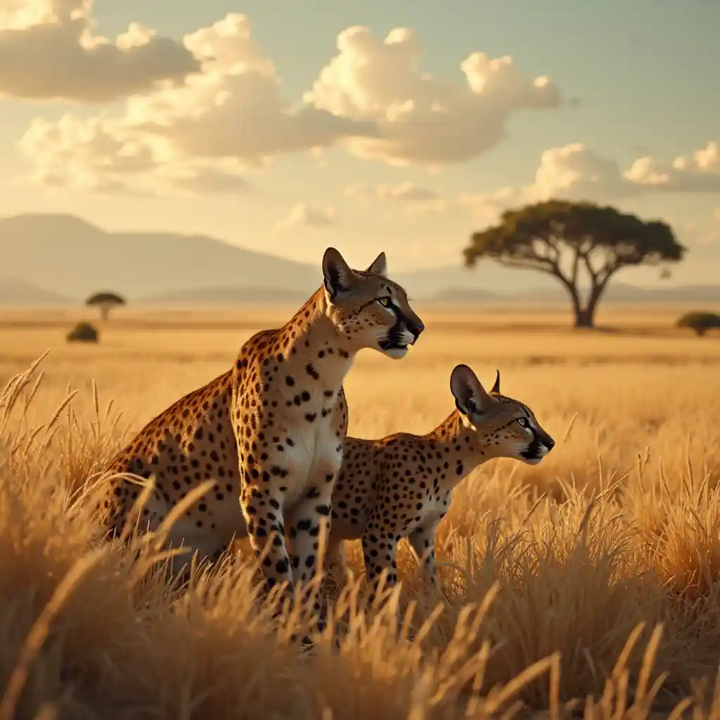 Puma and Serval Adventures in the Enchanted Savanna