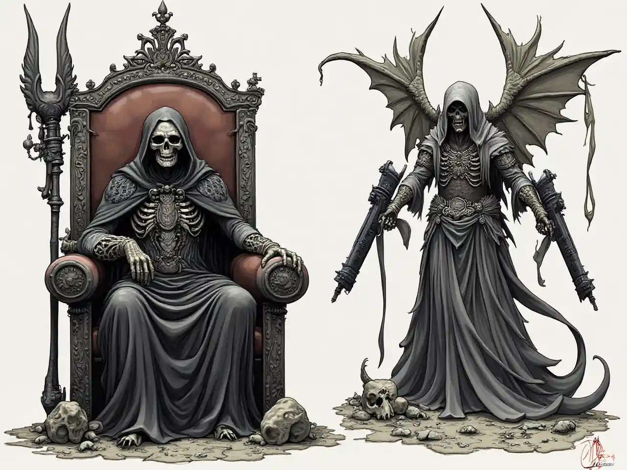 Dark Fantasy Art Featuring Grim Reaper on Throne