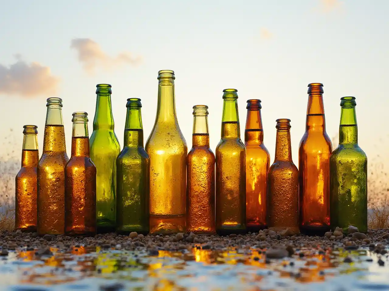 Unique Cityscape Featuring Beer Bottle Buildings