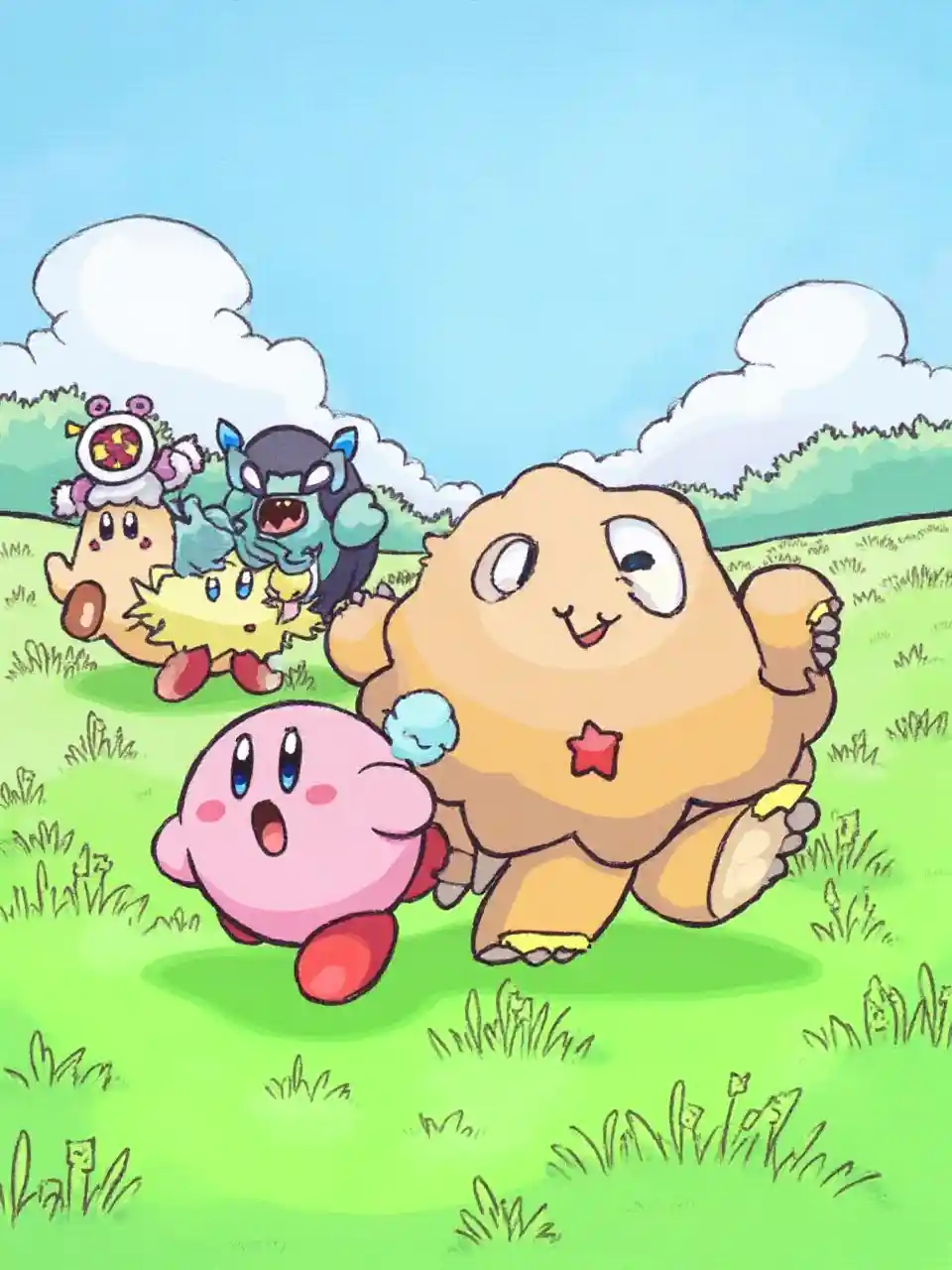 Kirby and Magolor Adventures in a Colorful Field