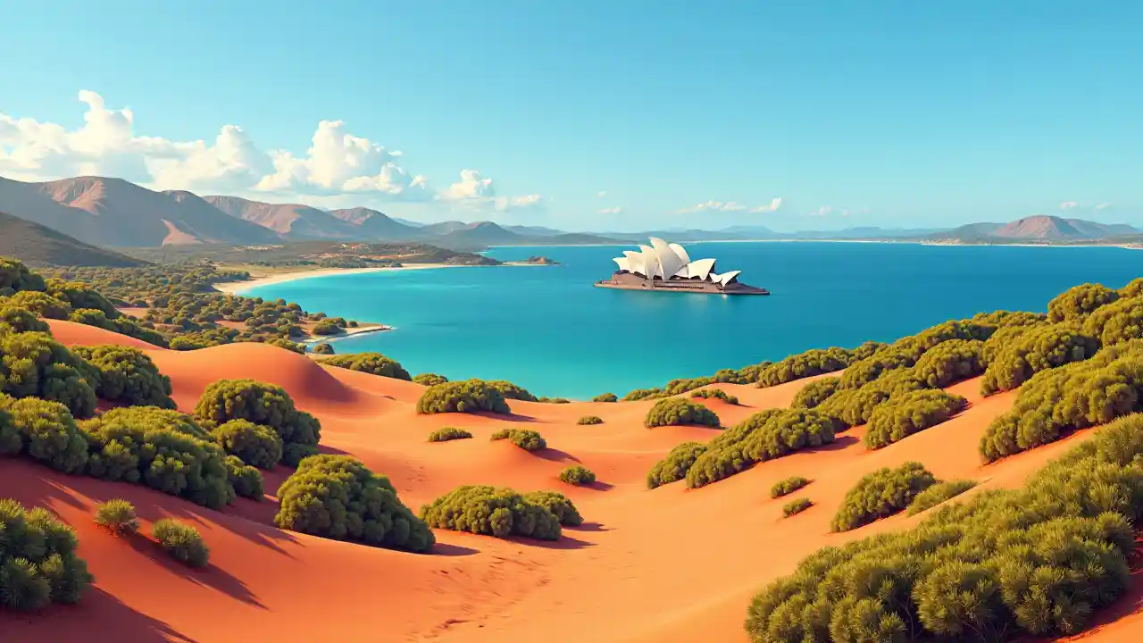 A Beautiful Landscape with Unique Natural Features and the Sydney Opera ...