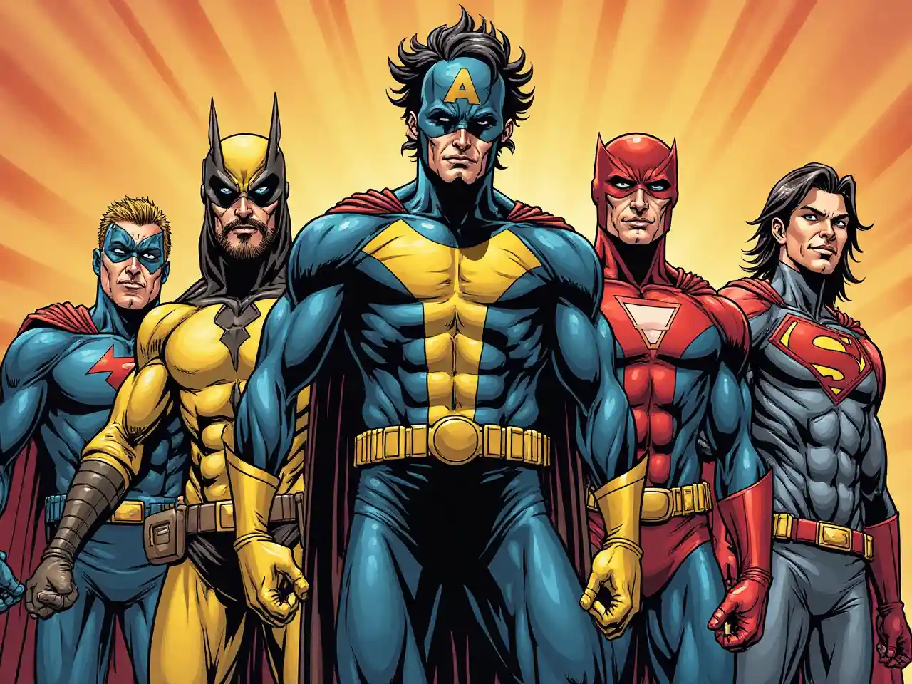 Diverse Superheroes Unite in Dramatic Comic Book Style Illustration