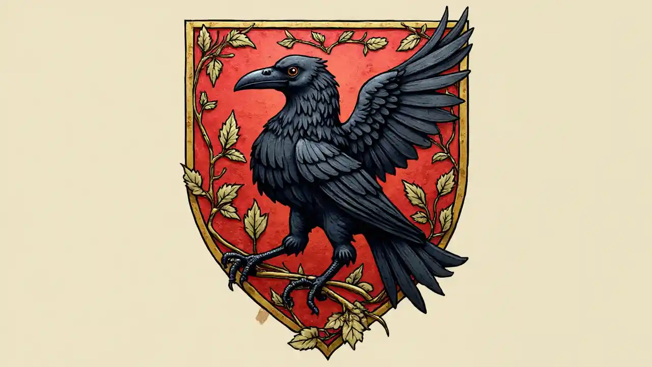 The Symbolic Emblem of a Medieval Guild Featuring a Crow