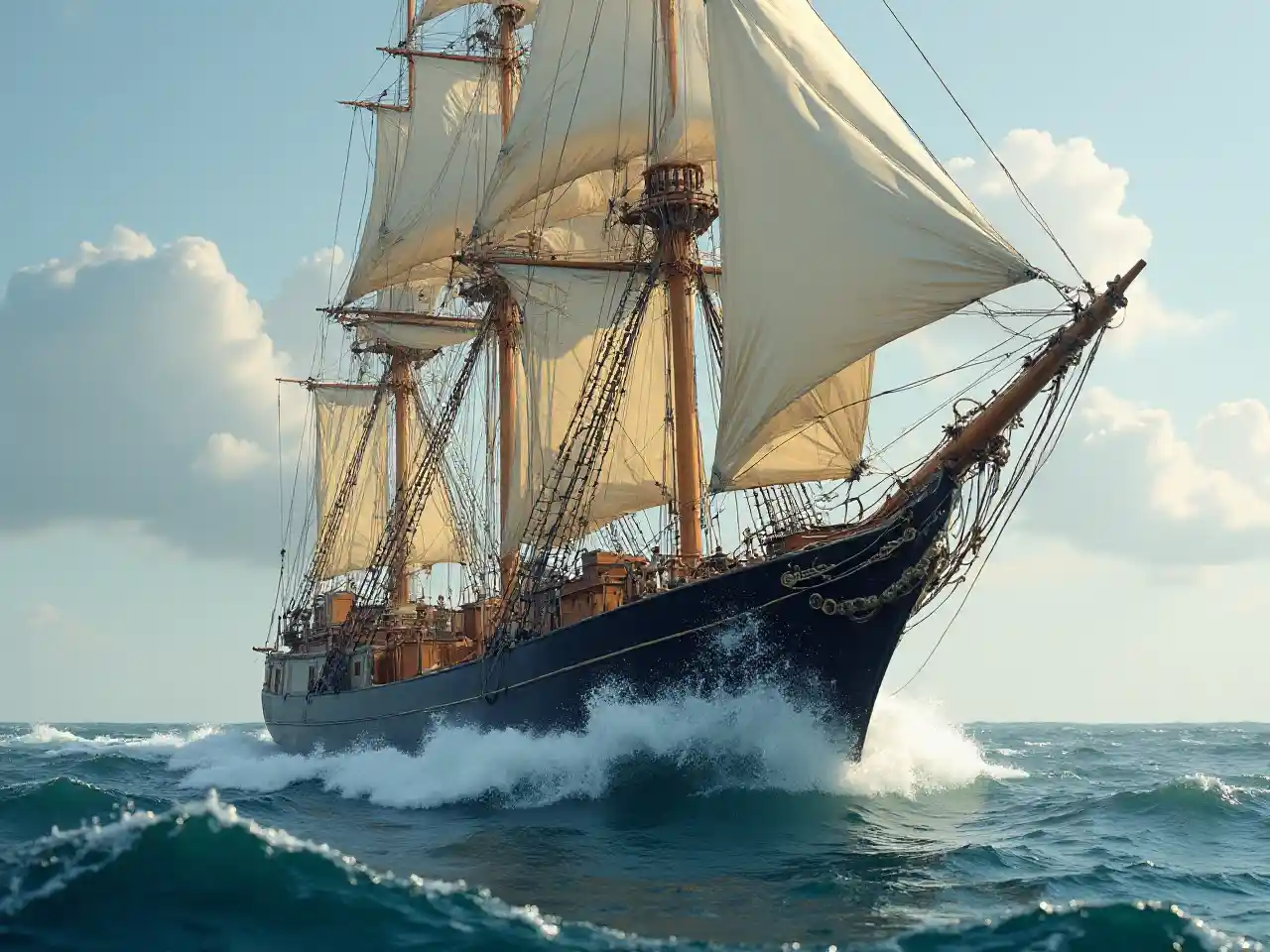 A Detailed Analysis of Gear-Driven Sailing Ships at Sea